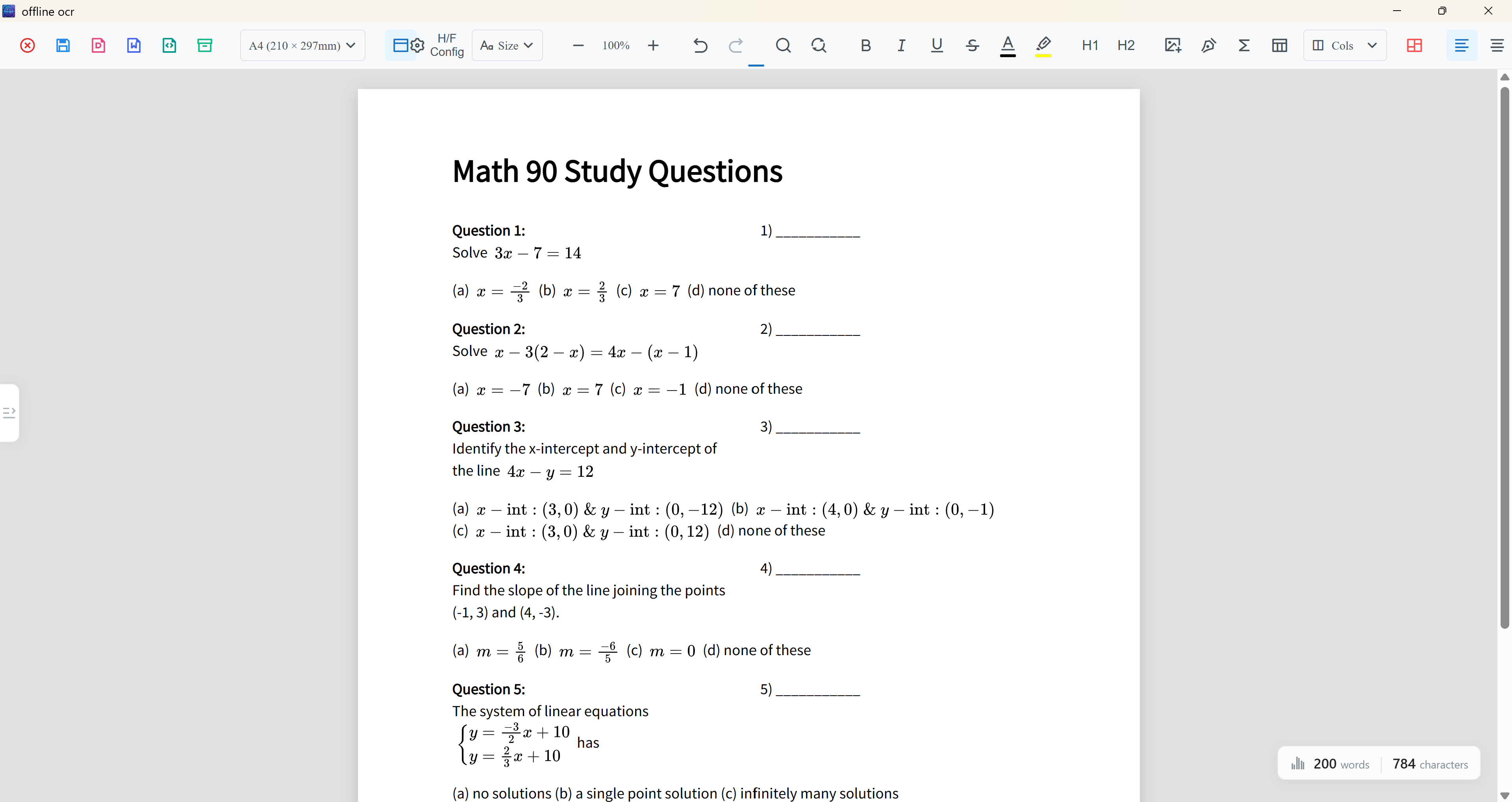 OCR Math Worksheet - Convert Worksheets to Word and PDF